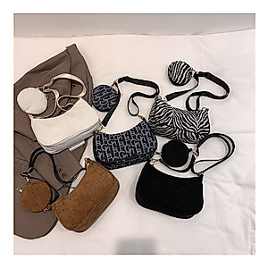 OANEXX Corduroy Crossbody Bag with Coin Purse for Women Multipurpose Corduroy Shoulder Phone Purse including 2 Size Bags (black)