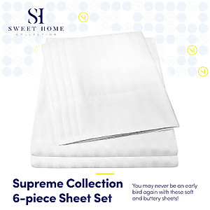Full Size Bed Sheets - 6 Piece 1500 Supreme Collection Fine Brushed Microfiber Deep Pocket Full Sheet Set Bedding - 2 Extra Pillow Cases, Great Value, Full, Dobby White