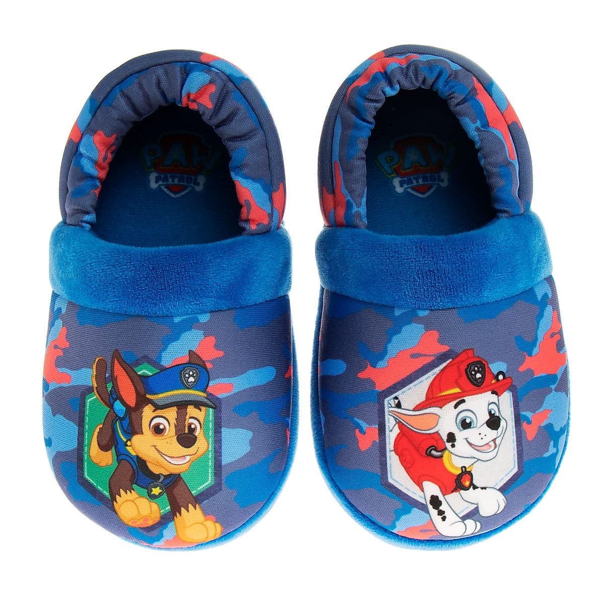 Nickelodeon Paw Patrol slippers - Boys Chase and Marshall House Shoes - Plush Lightweight Warm indoor Comfort Soft Aline House Slippers - Dar-Blue (size 9-10 Toddler)