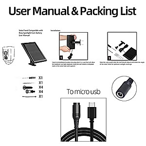 [2-Pack] Solar Panel with Wall Mount for Ring Spotlight Cam Battery, Ring Stick Up Camera Battery, Spotlight Cam Plus, Spotlight Cam Pro,Reolink Argus Pro & Blink XT/ XT2 Outdoor Security Camera
