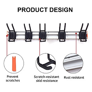 Homeon Wheels Aluminum Ski Storage Rack Holds 6 Pairs of Skis Ski Rack for Garage Wall Padded Hooks Ski Rack Wall Max 300 lbs.