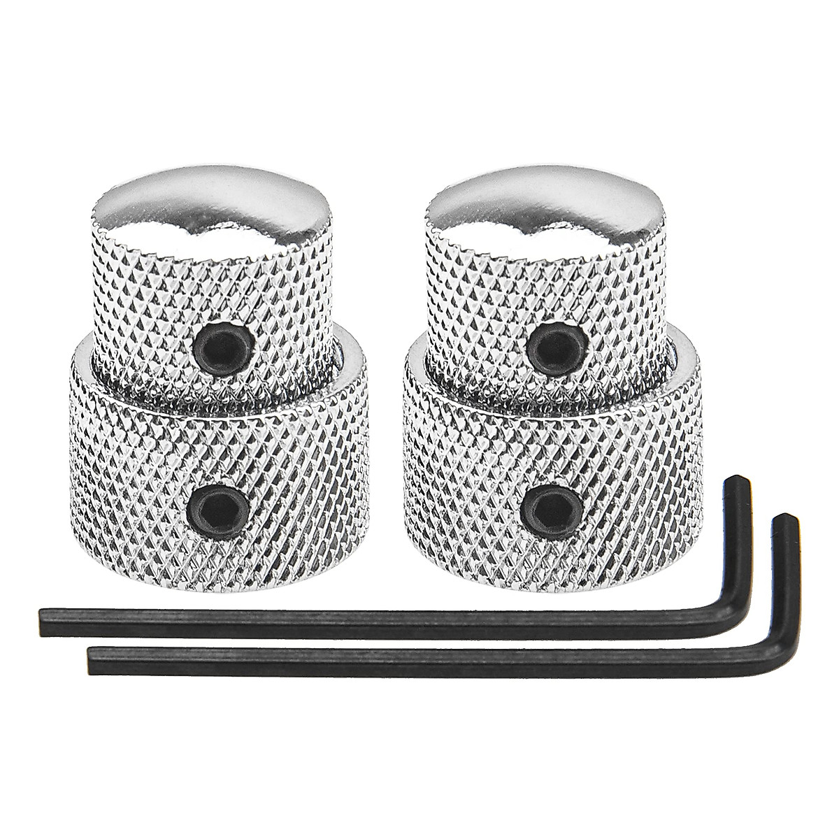 2Pcs Yootones Metal Guitar Dual Concentric Stacked Control Knobs Compatible with Electric Guitar Bass (Silver)