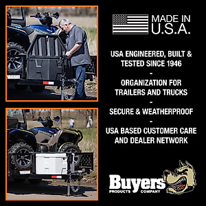 Buyers Products 1701680 Black Poly Trailer Tongue Truck Tool Cargo Storage Box,18 x 19 x 36 Inch, Made In The USA, Trailer Tongue Box For Storage And Organization, Trailer Storage Box