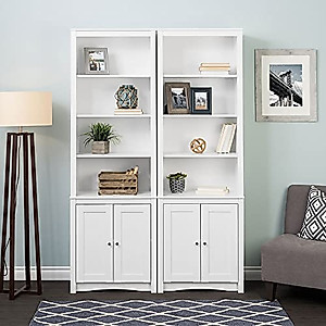 Prepac Tall Bookcase with 2 Shaker Doors, 80" H, White