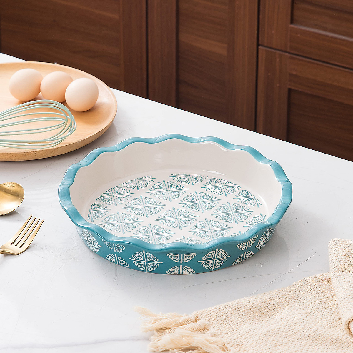 Wisenvoy Pie Pan Ceramic Pie Dish Pie Plate Molde de cerámica para tartas