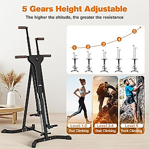 Vertical Climber Exercise Machine for Home Gym with 4 Metal Guide Rails Folding Exercise Climber Cardio Workout Machine 5-Level Heights Stair Stepper Newer Version,Easy to Assemble