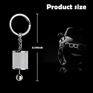 cueclue 1 Pack Car Shifter Keyring, Polished Metal Key Chain Model, 6 Speed Gear Key Clip, Universal Mini Keychain (Silver)