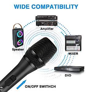 FDUCE Dynamic Wired Microphone 8.0s, Vocal Karaoke Mic with 16.4ft XLR Cable, Metal Handheld Corded Microphone for Singing, Speech, Wedding, Class use (Gray)
