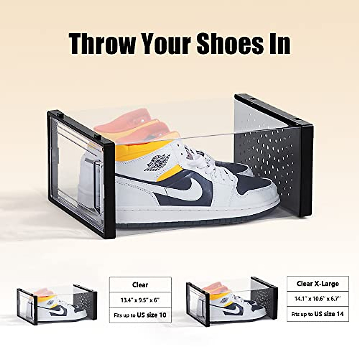 MMBABY 24 Pack Shoe Storage Box Shoe Box Clear Plastic Stackable Drop Front Shoe Organizer