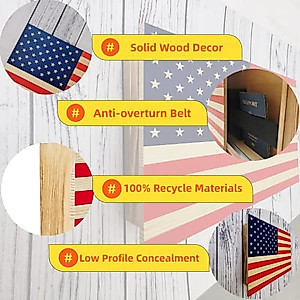 UraiseWerk handmade decorative wooden box concealed cabinet with slidable American flag cover