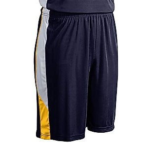 CHAMPRO Unisex-Youth Rebel Basketball Shorts, Navy, Gold, White, Small