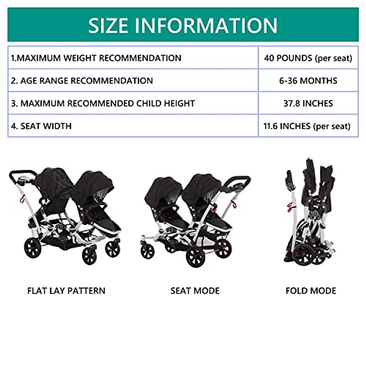 Dream On Me Track Tandem Double Umbrella Stroller in Black, Lightweight Double Stroller for Infant and Toddler, Multi-Position Reversible & Reclining Seats, Large Storage Basket and Canopy