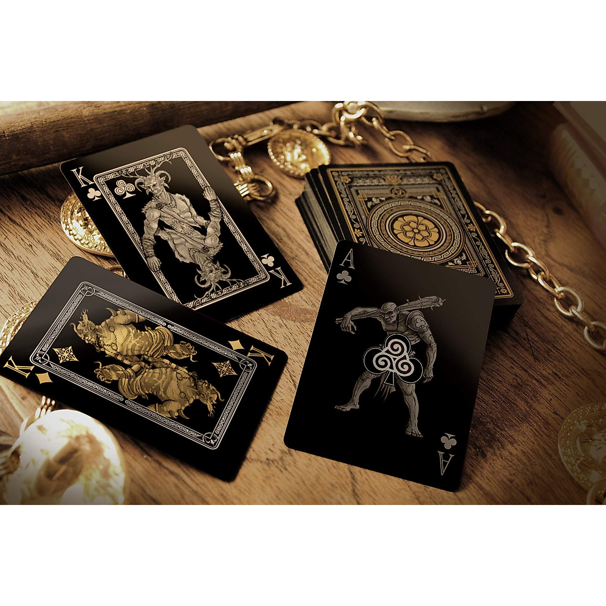 Gent Supply Plastic Waterproof Mythical Creatures II (All New Creatures) - Black Silver & Gold Edition Playing Cards