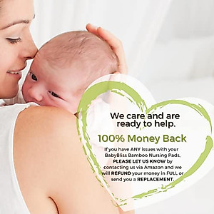 Organic Bamboo Nursing Pads - 14 Washable Pads with Wash and Storage Bags - Breastfeeding Nipple Pads for Maternity - Reusable Breast Pads for Breastfeeding (Pastel Touch, Large 4.7”)