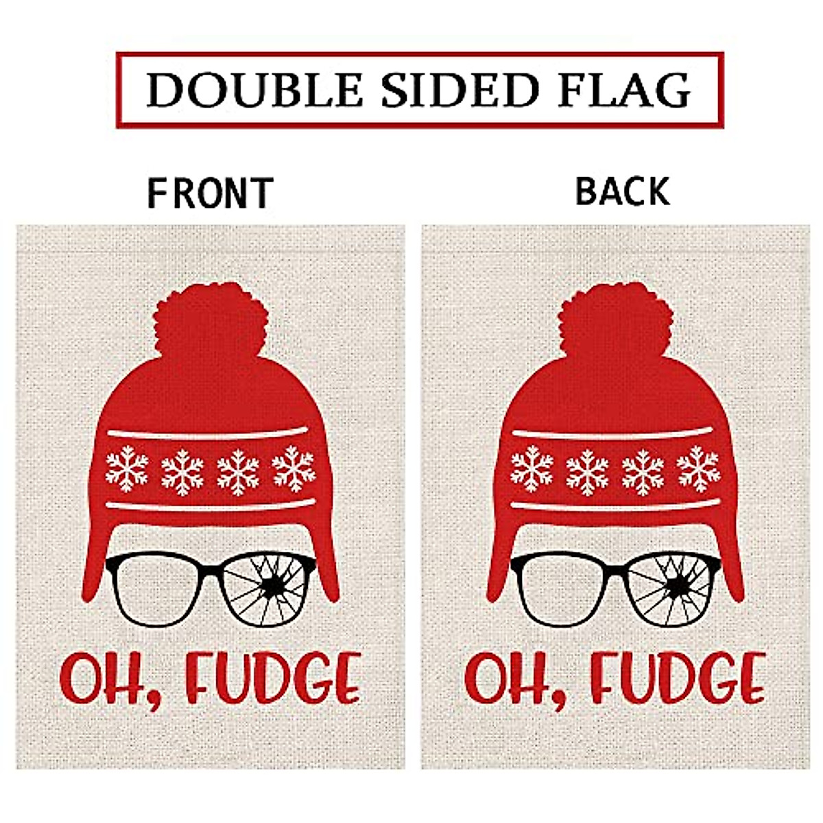 Christmas Winter Garden Flag Hat Garden Flag Oh Fudge Season Farmhouse Decorations Burlap Vertical Double Sided Yard Lawn Outdoor Decor 12.5 x 18 Inch