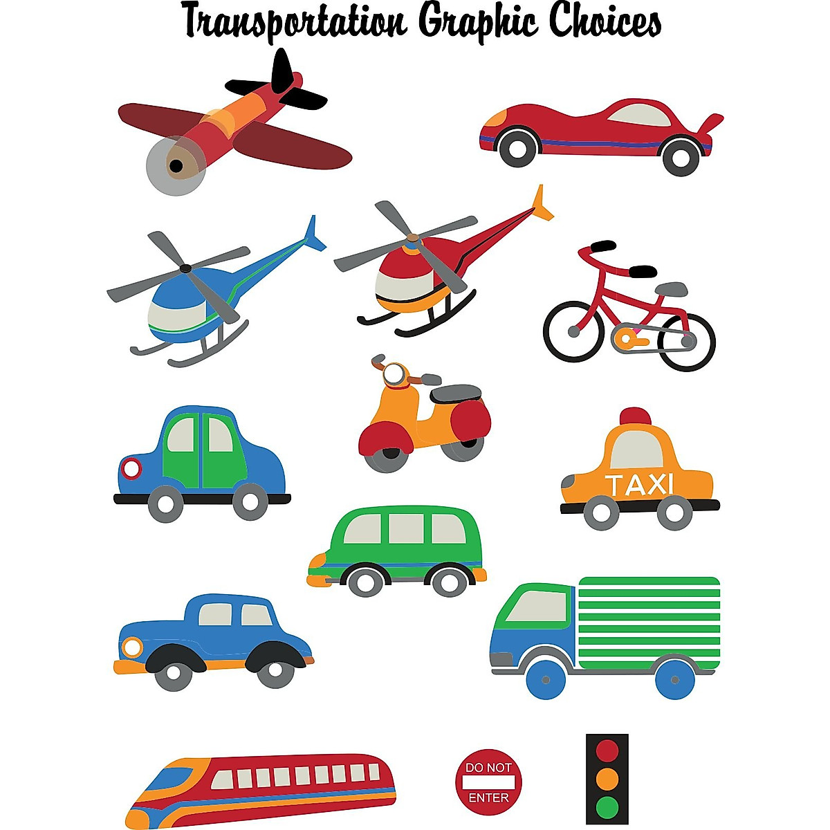 RNK Shops Personalized Transportation Waste Basket - Double Sided (White)