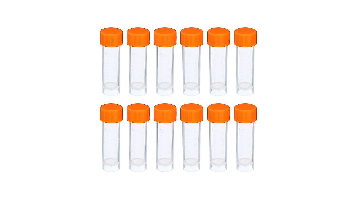 PATIKIL 5mL Plastic Test Tubes - Pack of 12