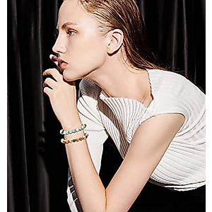 Jewdreamer 12Pcs 8mm Semi-Precious Gemstone Bracelet Healing Crystal Stone Beaded Bracelets for Women Men Unisex Adjustable Bead Stretch Bracelets Set