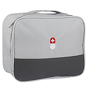 PKQP First Aid Bag, Empty Medical Supplies Organizer Bag Trauma Kit for Traveling Hiking Camping Backpacking Cycling, Gray