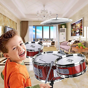 AHOMASH Jazz Drum Sets Toy Drum Set for Kids 1 - 6 Years Old Beats Musical Toys Plastic Drum Kit with Cymbal & Drumsticks Kids Drum Set