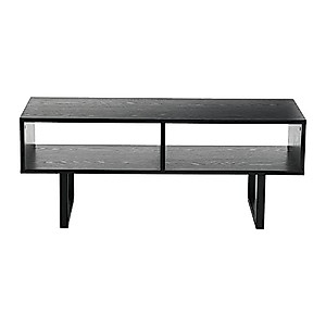 Household Essentials Jamestown TV Stand Coffee Table with Rectangular Storage Compartments Black Oak Wood Grain and Black Metal