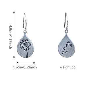 GBAHFY Boho Silver Dandelion Drop Earrings for Women Teen Girls Water Drop Silver Flower Mountain Tree Dangle Earrings Jewelry Gifts for Mom Lover (Silver)