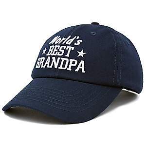 DALIX Worlds Best Grandpa Dad Hat Grandfather Gift Cotton Cap in Navy Blue