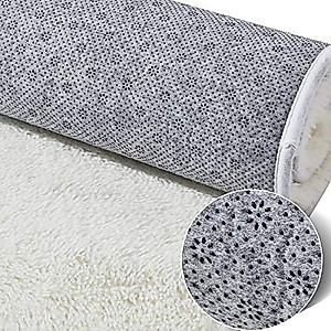 Asvin 5x7 Area Rug, Fluffy Living Room Area Rug, Luxury Large Area Rug, Non-Skid Fleece Carpets for Bedroom Home Décor, Soft Plush Furry Rug for Kids Room, Washable Floor Rug (5x7 Feet, White)