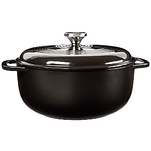 Lodge Manufacturing Company EC6D18 Enameled Dutch Oven, 6 qt, Midnight Chrome & Seasoned Cast Iron Care Kit