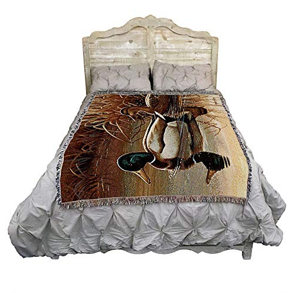 Pure Country Weavers Quiet Couple Blanket by Cynthie Fisher - Ducks Lake Lodge Cabin Gift Tapestry Throw Woven from Cotton - Made in The USA (72x54)