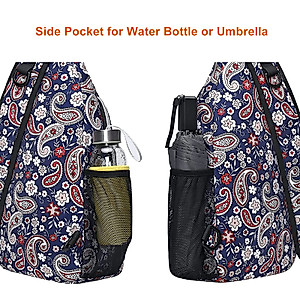 MOSISO Sling Backpack,Travel Hiking Daypack Pattern Rope Crossbody Shoulder Bag, Navy Blue Base Cashew