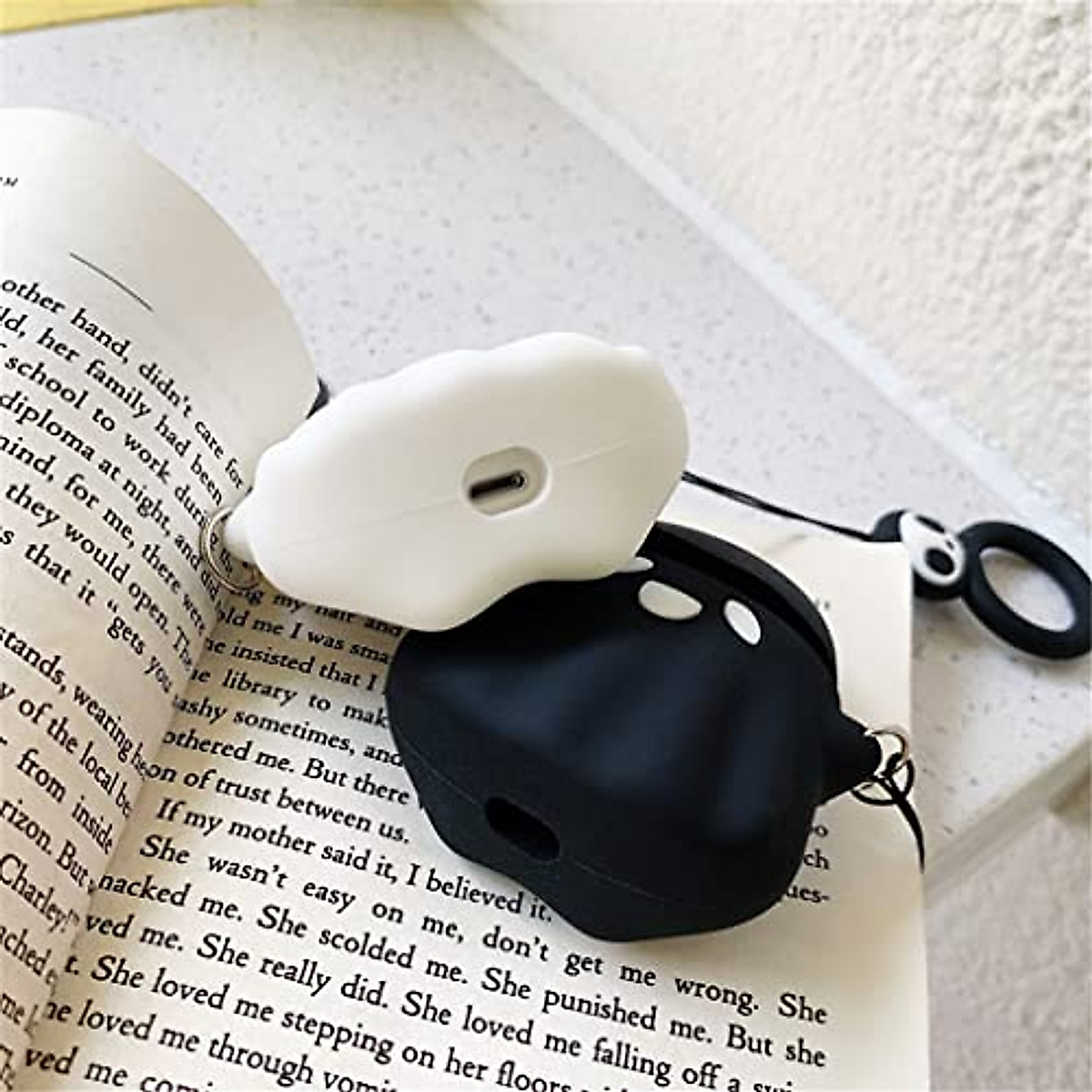 AirPods Case Cover, Cute Ghost Pumpkin Lantern Case with Lanyard Keychain Designed for Airpods 2nd & 1st,Soft Silicone Anime Funny 3D Cartoon AirPods 2/1 Case for Women Men Kids Teens (Black Ghost)