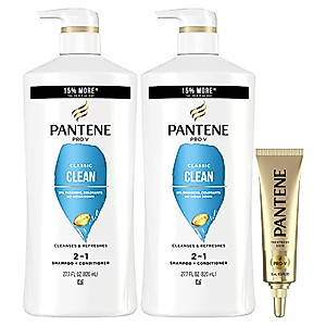 Pantene Classic Clean 2-in-1 Shampoo and Conditioner Set with Hair Treatment, Pro-V Nutrients for Dry, Color-Treated Hair, Long-Lasting Nourishment & Hydration Antioxidant-Rich,27.7 Fl Oz Each, 2 Pack