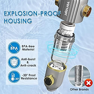 Vortopt Self-cleaning Spin Down Sediment Filter, Automatic Backwash Whole House Sediment Water Filter for Well Water, 40 Micron Flushable Prefilter Filtration, Q2