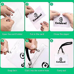 Plastic Horizontal Badge Holder Clear - Coideal 36 Pcs Thick Name Tag ID Card Holders Protector Transparent Sleeves with Waterproof Resealable Zip