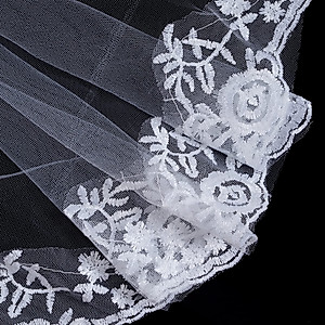 jiebor White Lace Veil Bridal Wedding Veils Halloween Veil for Women Brides Wedding Bridal Shower