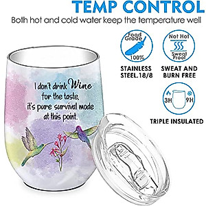 KAIRA I don't Drink Wine for the Taste Insulated Wine Tumbler with Lid 12 OZ -Stainless Steel Outdoor Wine Glass - Funny Birthday Christmas Gifts for Wine Lover Her Women Best Friends