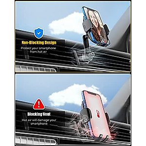 AiHiwvol Phone Holder for Car [Longer Steel Hook] Air Vent Car Phone Mount Universal Extension Arm Cell Phone Holder Car Vent Hands Free Clamp [Thick Case Friendly] Compatible with All Smartphones