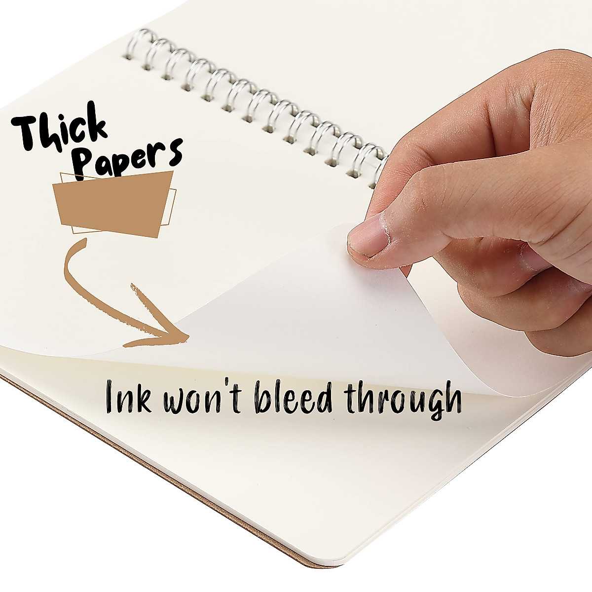 Mr. Pen- Spiral Notebook, A5, Kraft Cover, 2 Pack, 80 Pages, Sketch Book, Drawing Notebook, Notebook Spiral, Spiral Bound Notebook, Spiral Sketchbook, Blank Journal Notebook, Unlined Notebook