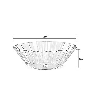 Healthcom 50 Pcs 3 inch Mini Clear Plastic Appetizer Plates Dessert Plates Flower Ice Cream Dessert Bowls Tasting Bowls Dishes Serving Plates Dip Sauce Snacks Plates Small Serving Cup Party Supplies