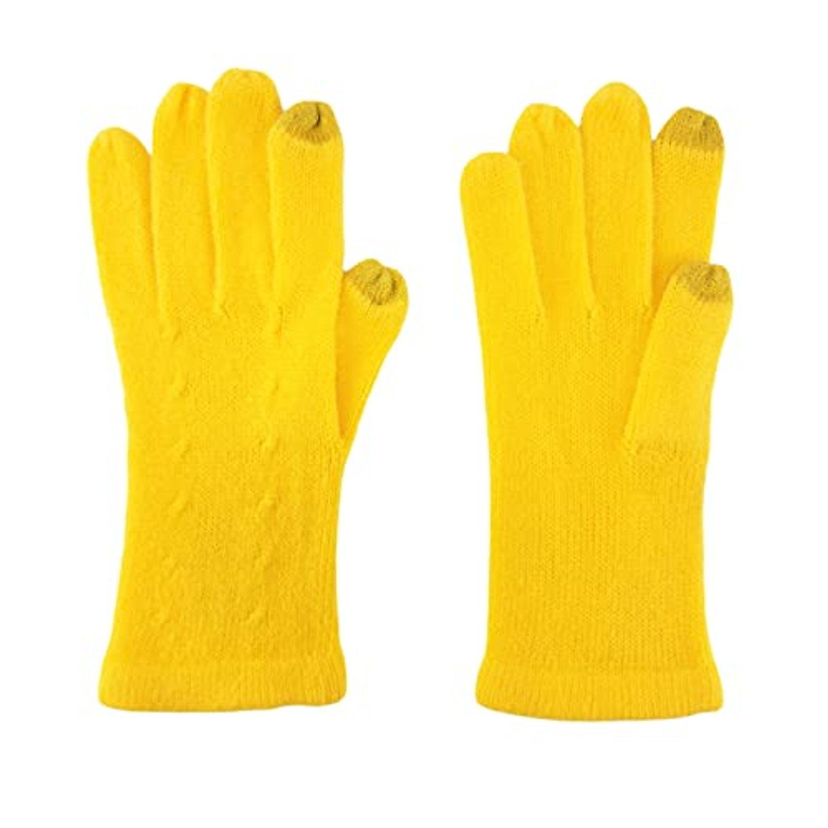 BRUCERIVER Women's Knit Scarf & Glove Set Touchscreen Function Cashmere Feel Cable Design (Lemon Yellow)