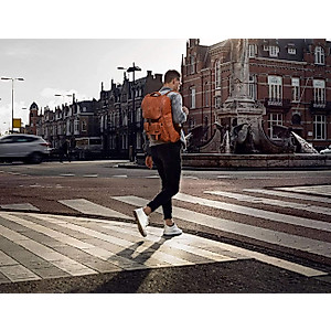 QWARVEL Vegan Faux Leather Laptop Backpack for Men Women, College School Fashion School Bag, Travel Waterproof Backpack, Brown