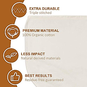 6 PCS 12"x12" Nut Milk Bags - 100% Unbleached Cotton Cheesecloth, Reusable Food Strainer Colander For Straining Almond/Oat Milk, Celery Juice, Cold Brew Coffee, Yogurt and Cheese Making