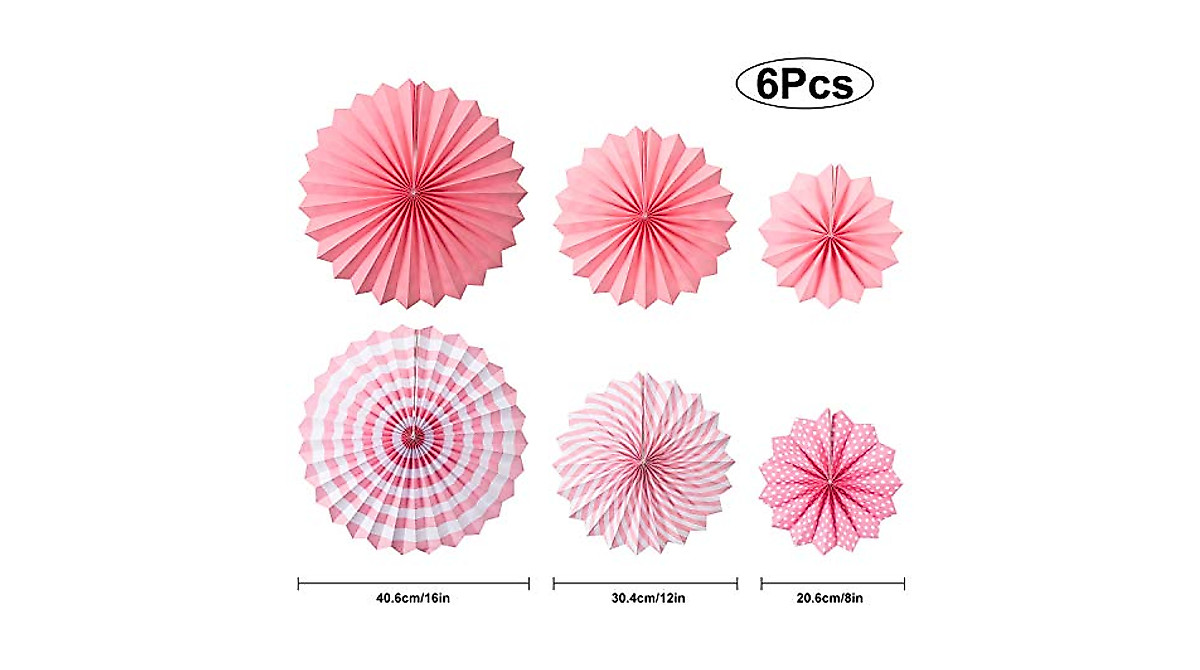 Pink Paper Fans & Decorations Set - Perfect for Weddings & Parties