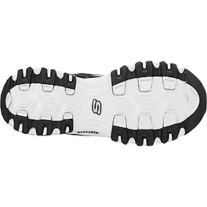 Skechers Sport Women's D'Lites Memory Foam Lace-up Sneaker,Biggest Fan Black/White,6 M US