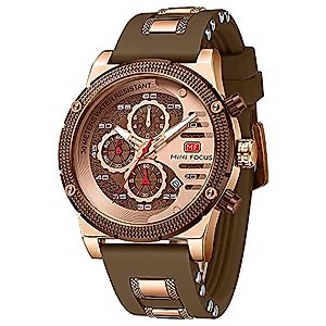 AIMES Mens Watches Chronograph Casual Leather Watch Analog Quartz Movement Stylish Sports Designer Wrist Watch 30M Waterproof Elegant Gift Watch for Men