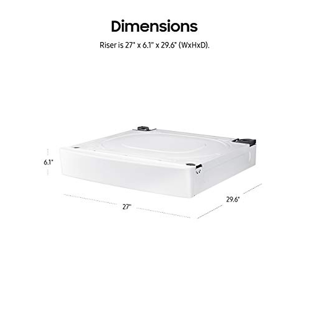 SAMSUNG 27” Wide Laundry Riser Pedestal Stand for 27” Wide Front Load Washer or Dryer, Lifts Machine 6”in Height, WE272NW/A3, White