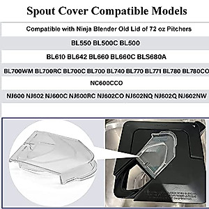 Spout Cover Compatible with Ninja Blender Lid, Blender Lid Replacement for Ninja Blender 72-oz. Pitcher, Replacement Parts Blender Accessories for Ninja Blender, for NJ600-NJ602 and BL500-BL781 Models