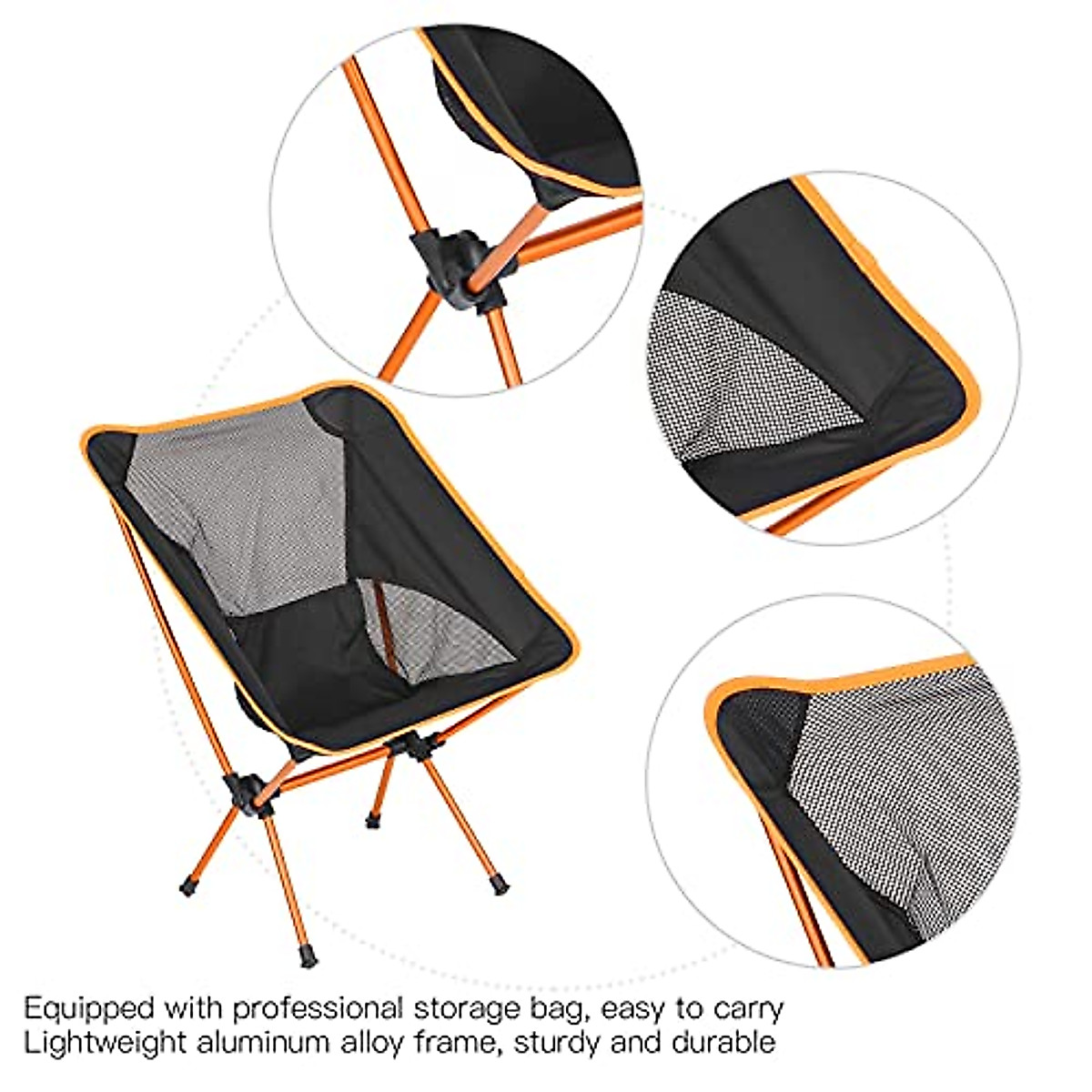 LOVINO Outdoor Camping Chair, Simple Operation Convenient to Carry Portable Chair Wide Uses for Barbecue(Orange)