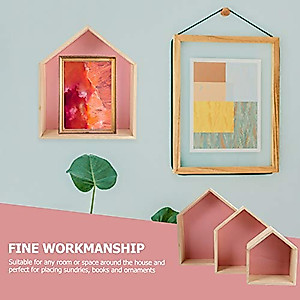 BESPORTBLE Home Decor Locker Shelf Photo Wall Shelf Display 3pcs Wood House Shape Storage Racks Multifunction Wall Shelves for Home Bathroom Wall Shelf Organizer Home Decor Locker Shelf